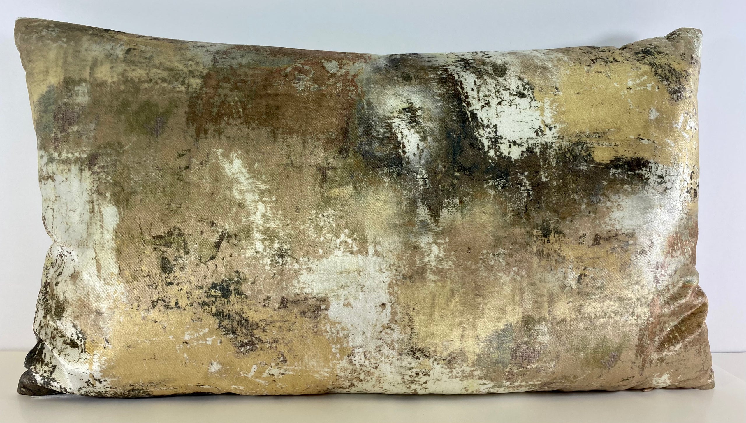Luxury Lumbar Pillow – 24" × 14" – Reverie Topaz | Abstract Velvet ...